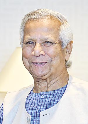 Dr Yunus greets Trump